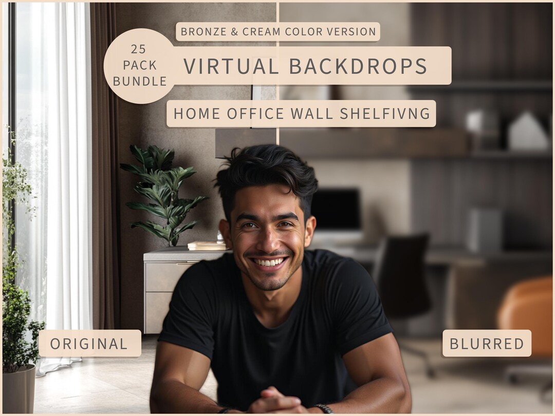 25 Home Office Wall Shelving Zoom Background Bundle, Virtual Zoom, 4K ...