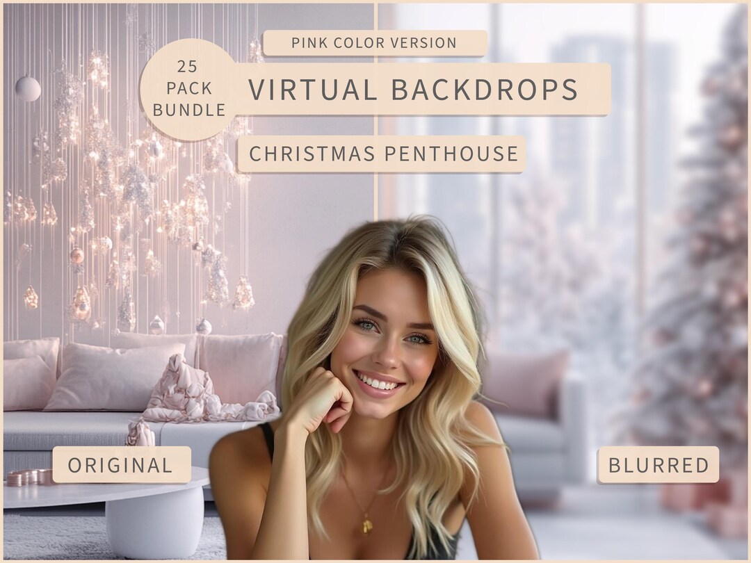 25 Christmas Penthouse Zoom Background Bundle, Virtual Zoom Background ...