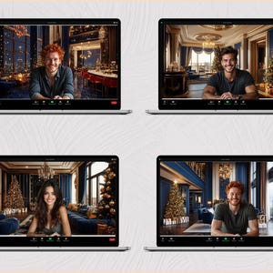 25 Christmas Penthouse Zoom Background Bundle, Virtual Zoom Background ...