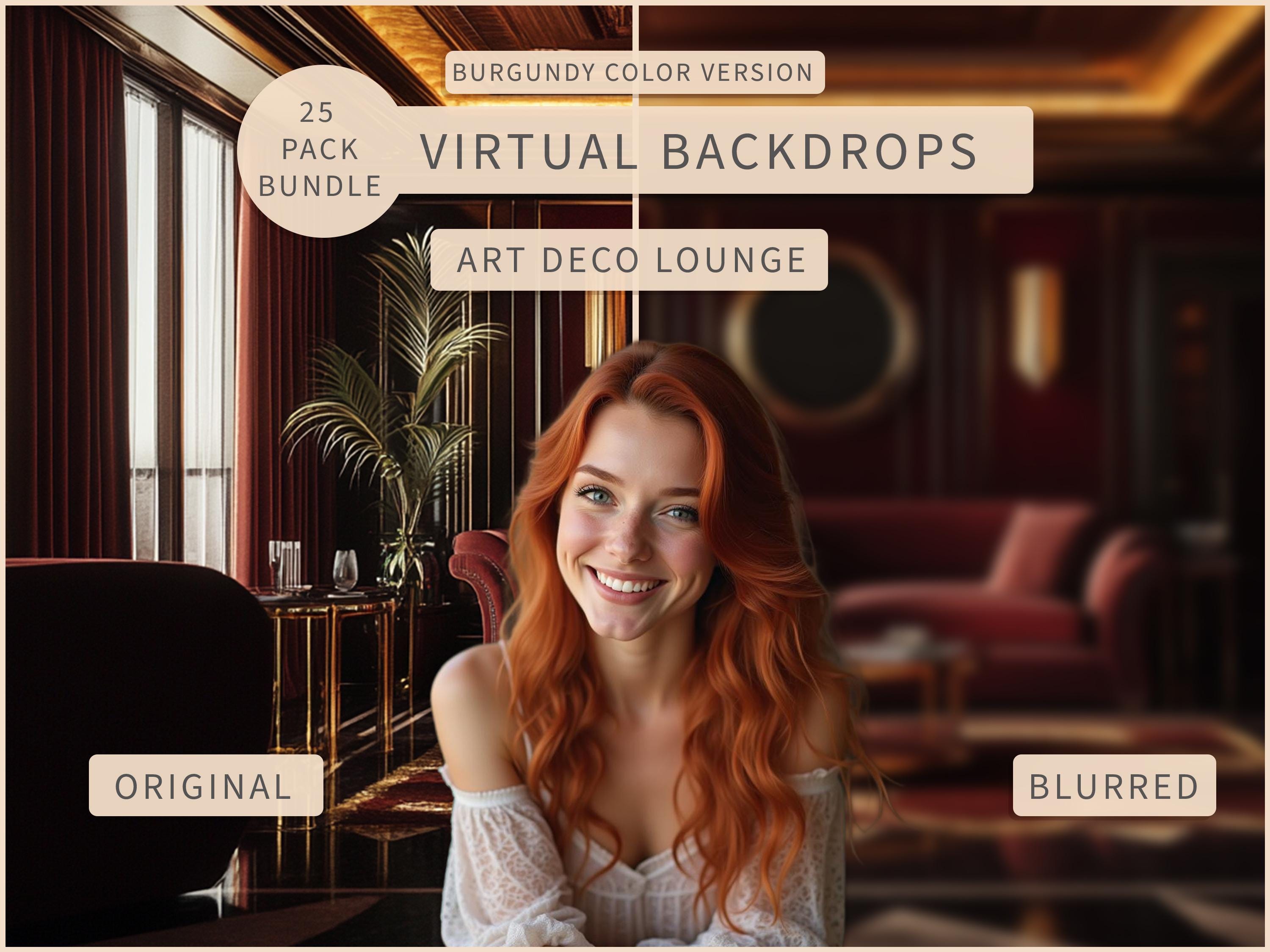 25 Art Deco Lounge HQ Zoom Backgrounds, Virtual Background Bundle, 4K ...