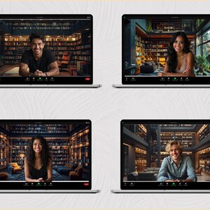 25 Modern Library Zoom Background, 4K Virtual Background Bundle, Zoom ...