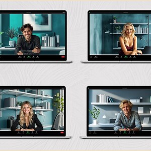 25 Home Office Wall Shelving Zoom Background, 4K Virtual Background ...