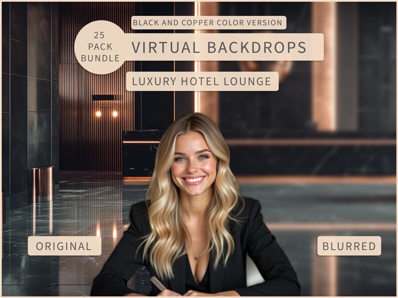 25 Luxury Hotel Lobby Zoom Background Bundle, Virtual Zoom Background ...