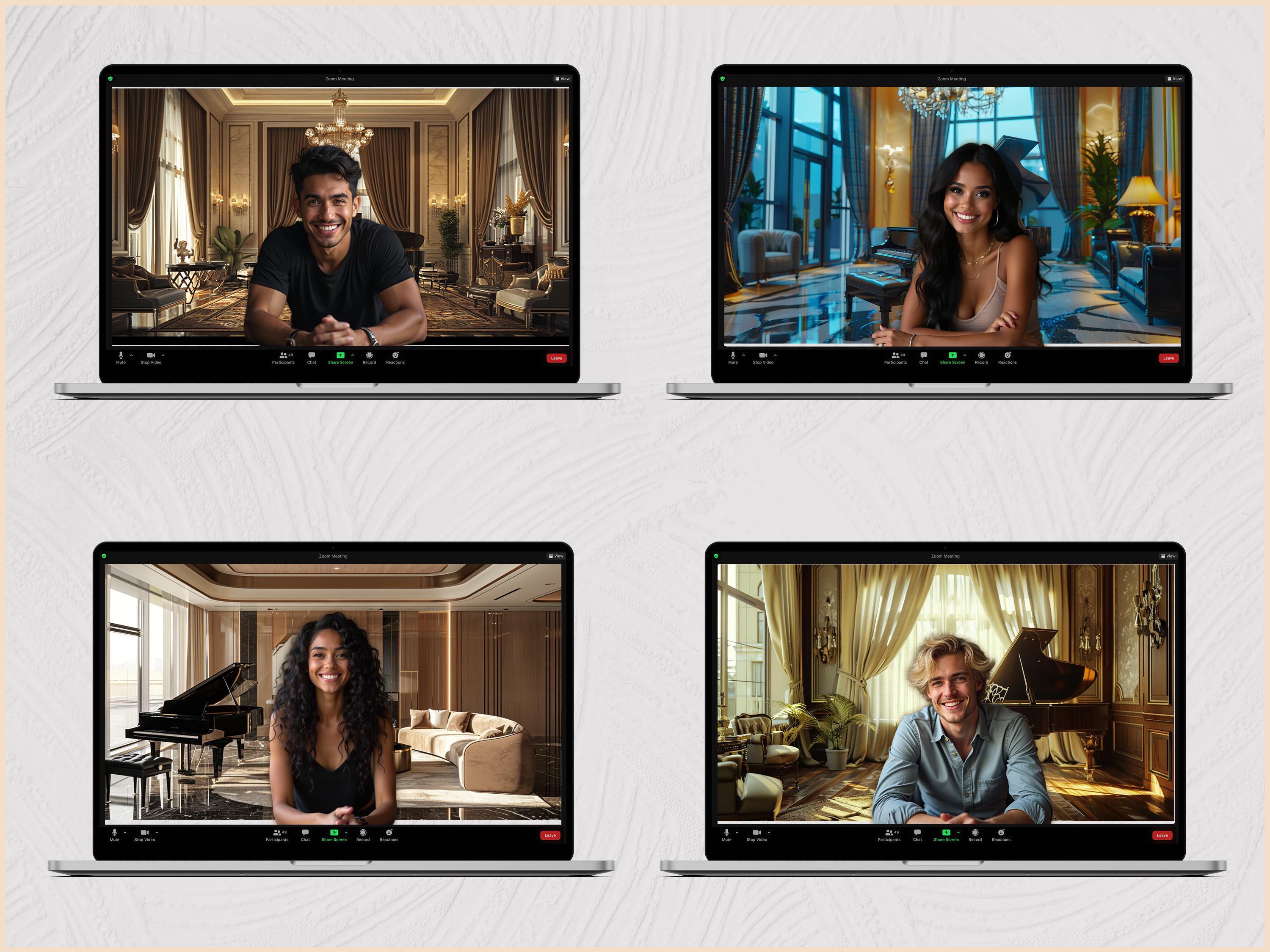 25 Piano Lounge Zoom Background Bundle, Virtual Zoom Background, 4K ...