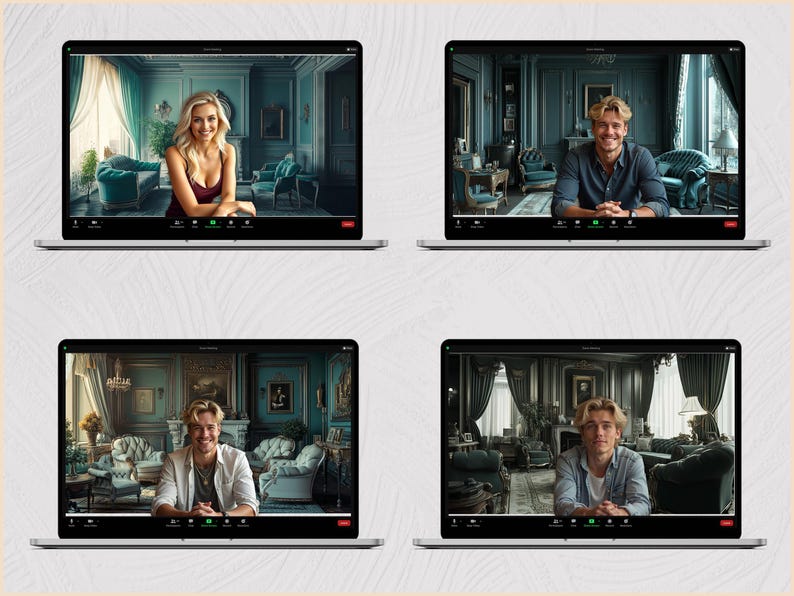 25 Victorian Parlor HQ Zoom Backgrounds, Virtual Background Bundle, 4K ...