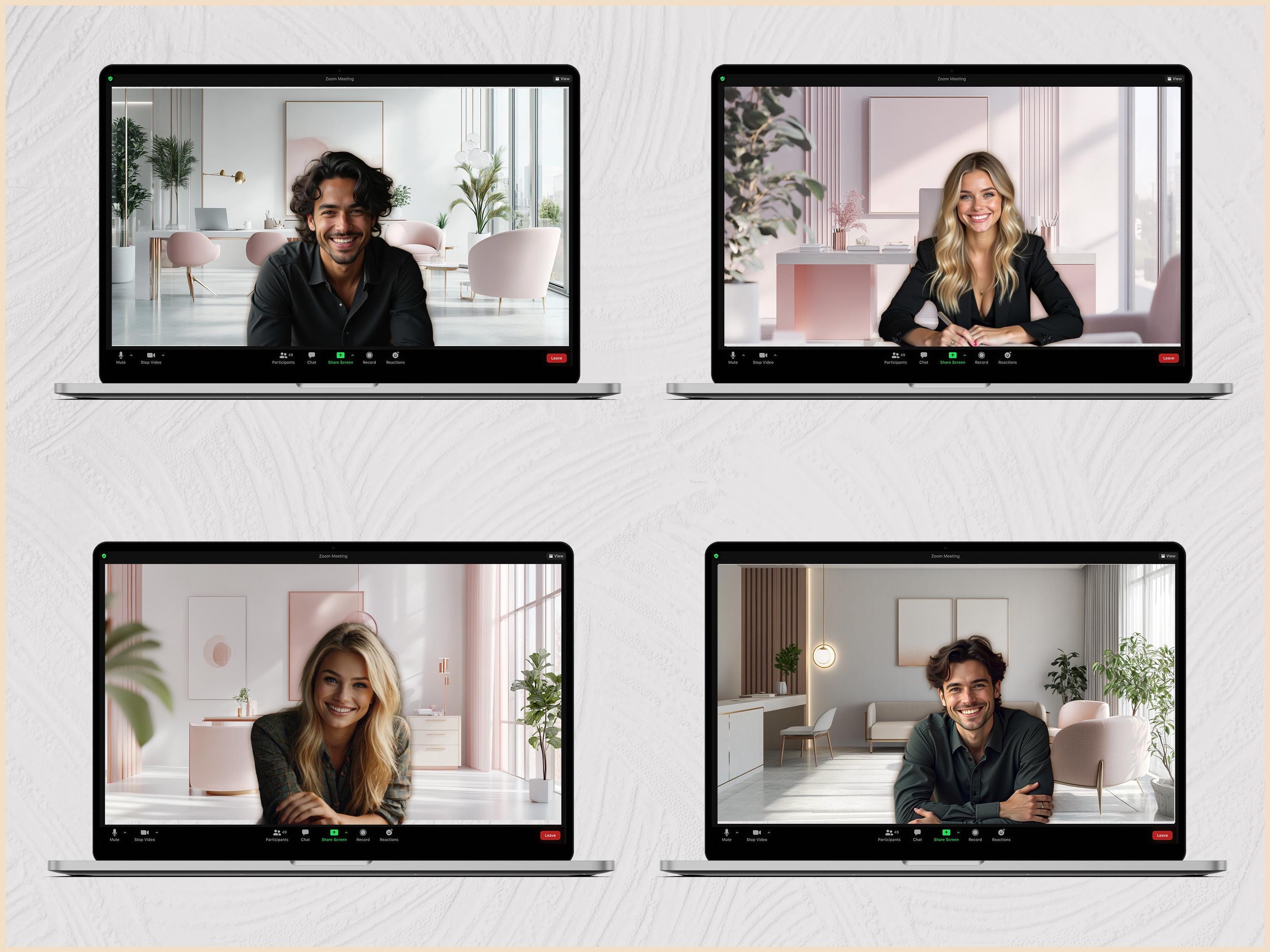 25 Minimalist Office Zoom Background Bundle, Virtual Zoom Background ...