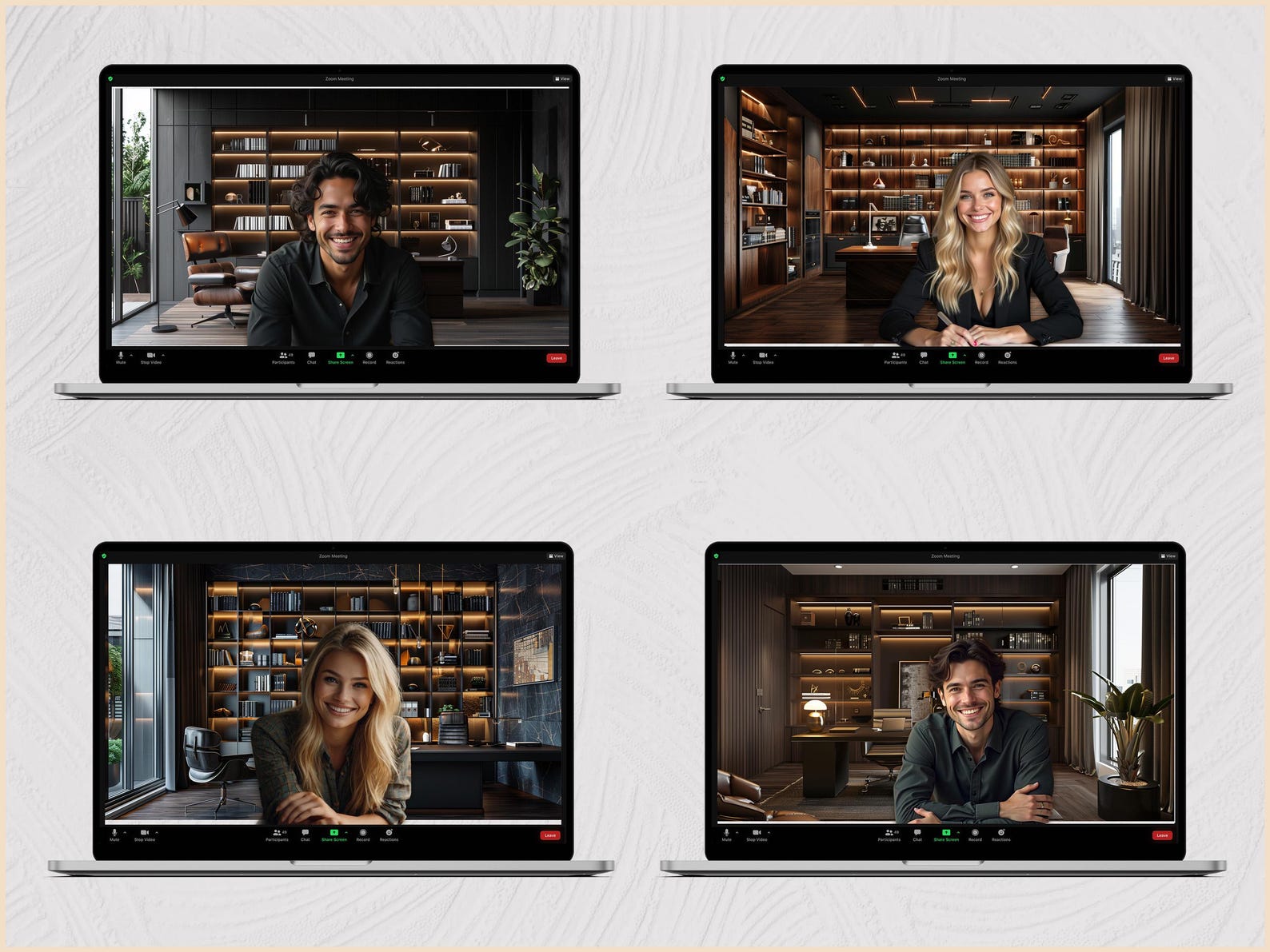 25 Office Wall Shelving Zoom Background Bundle, Virtual Zoom Background ...