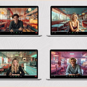 25 Retro Diner Zoom Background Bundle, Virtual Zoom Background, 4K ...