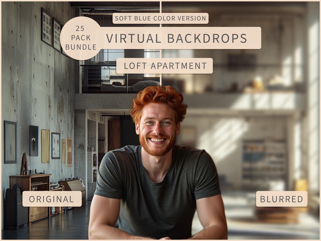 25 Loft Apartment Zoom Background, 4K Virtual Background Bundle, Zoom ...