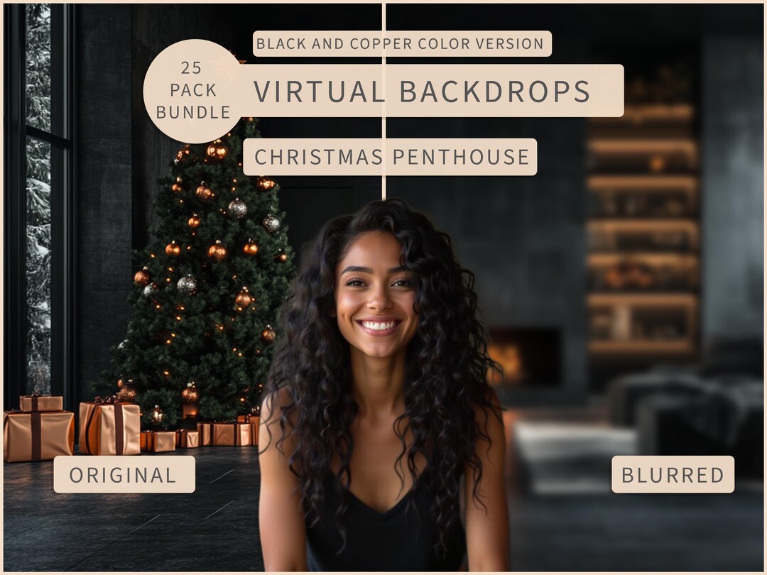 25 Christmas Penthouse Zoom Background, 4K Virtual Background Bundle ...