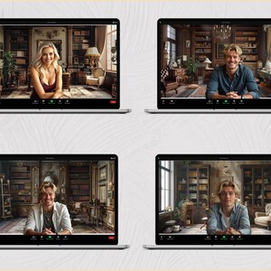 25 Vintage Study Room Zoom Background, 4K Virtual Bundle, Zoom Call ...