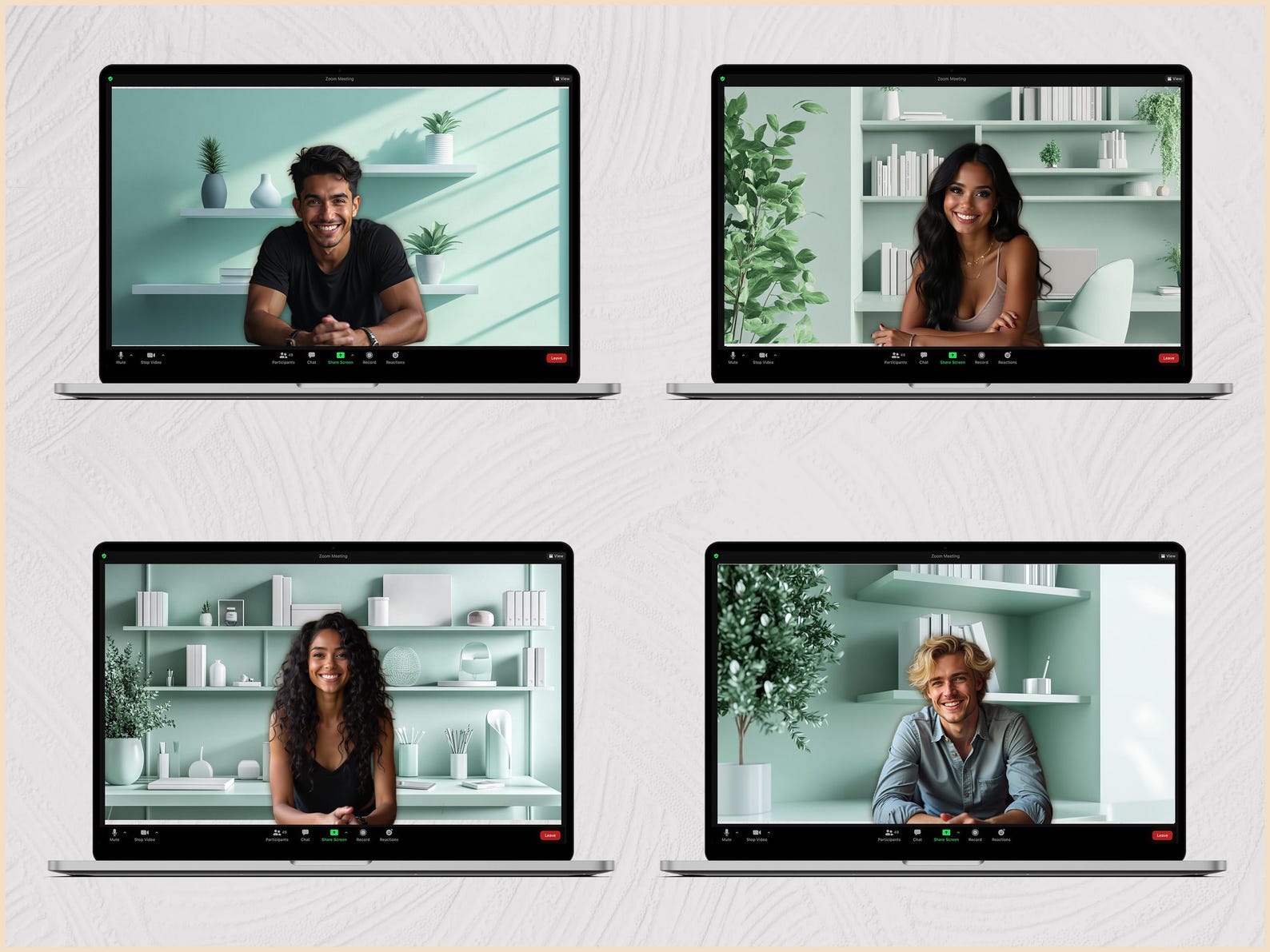 25 Home Office Wall Shelving Zoom Background Bundle, Virtual Zoom ...