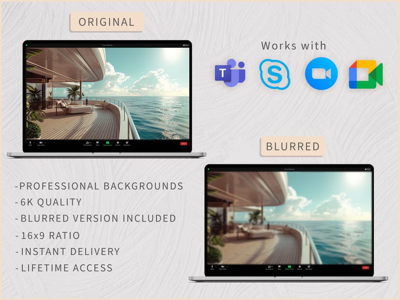 25 Luxurious Yacht Zoom Background, 4K Virtual Background Bundle, Zoom ...