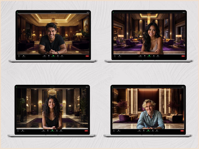 25 Luxury Hotel Lobby Zoom Background Bundle, Virtual Zoom Background ...