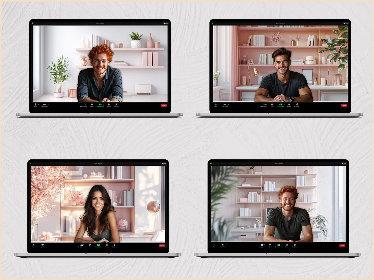 25 Home Office Wall Shelving Zoom Background Bundle, Virtual Zoom ...