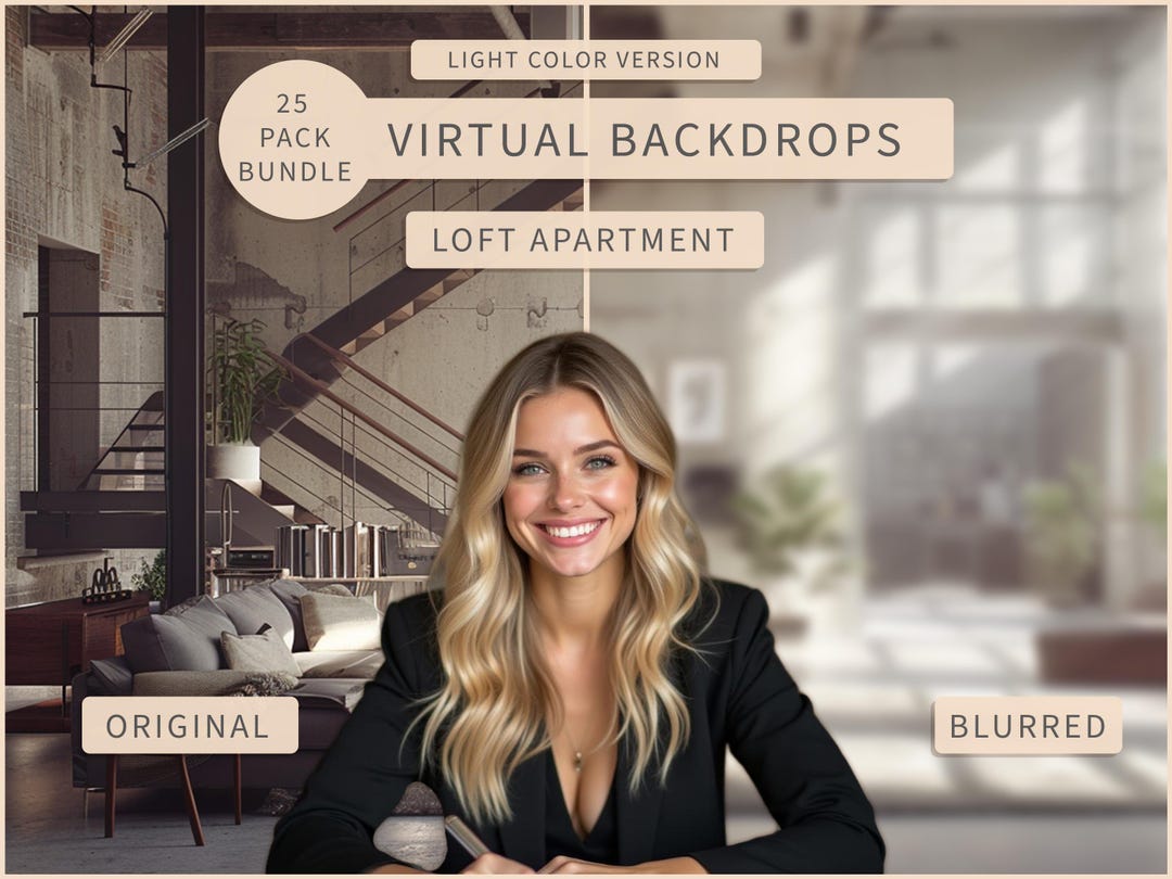 25 Loft Apartment Zoom Background, 4K Virtual Background Bundle, Zoom ...