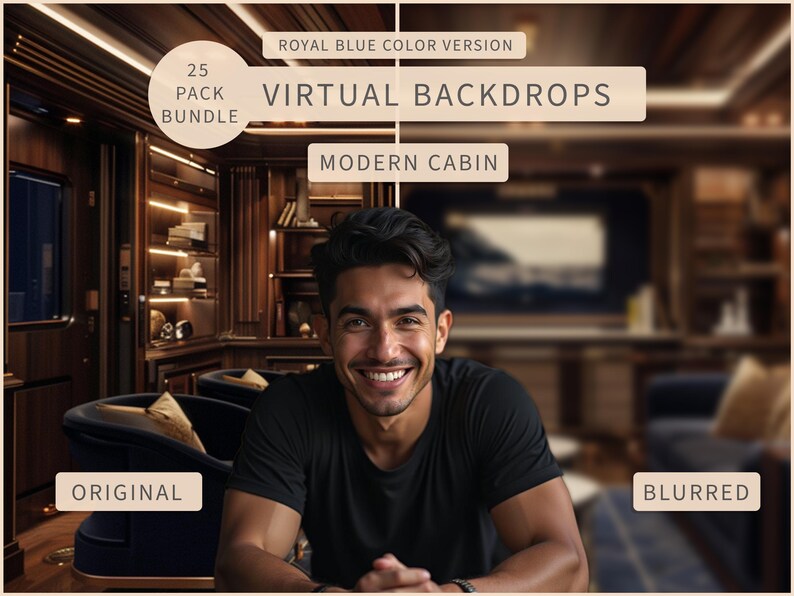 25 Modern Cabin HQ Zoom Backgrounds, Virtual Background Bundle, 4K ...