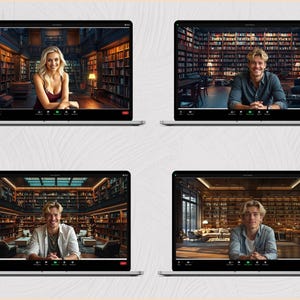 25 Modern Library Zoom Background, 4K Virtual Background Bundle, Zoom ...