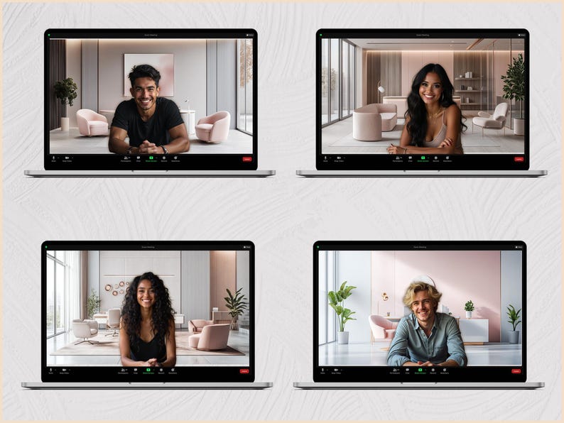 25 Minimalist Office Zoom Background Bundle, Virtual Zoom Background ...