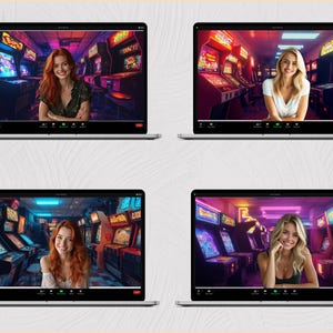 25 Retro Arcade Zoom Background, 4K Virtual Background Bundle, Zoom ...