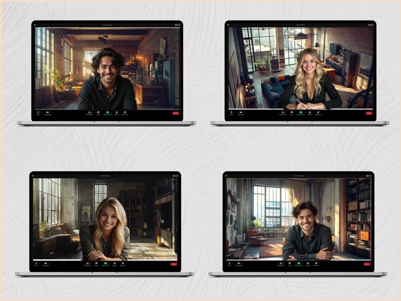 25 Loft Apartment Zoom Background Bundle, Virtual Zoom Background, 4K ...