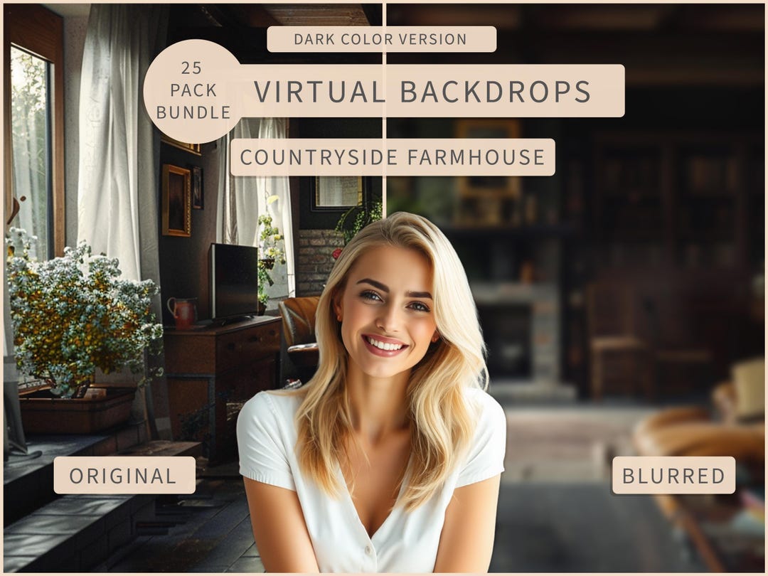 25 Countryside Farmhouse Zoom Background Bundle, Virtual Zoom ...