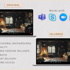 25 Rustic Cabin Zoom Background Bundle, Virtual Zoom Background, 4K ...