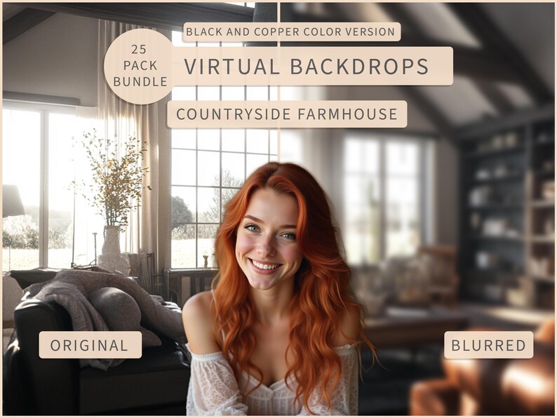 25 Countryside Farmhouse Zoom Background, 4K Virtual Background Bundle ...