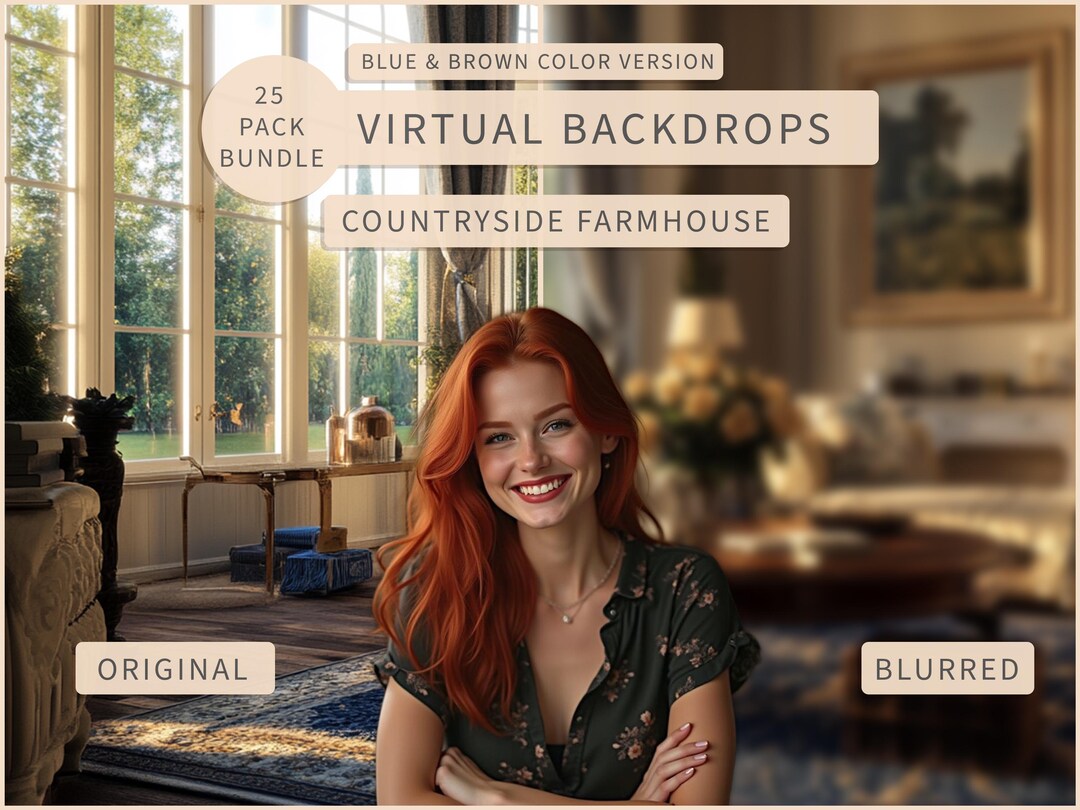 25 Countryside Farmhouse Zoom Background Bundle, Virtual Zoom ...