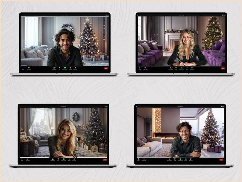 25 Christmas Penthouse Zoom Background Bundle, Virtual Zoom Background ...