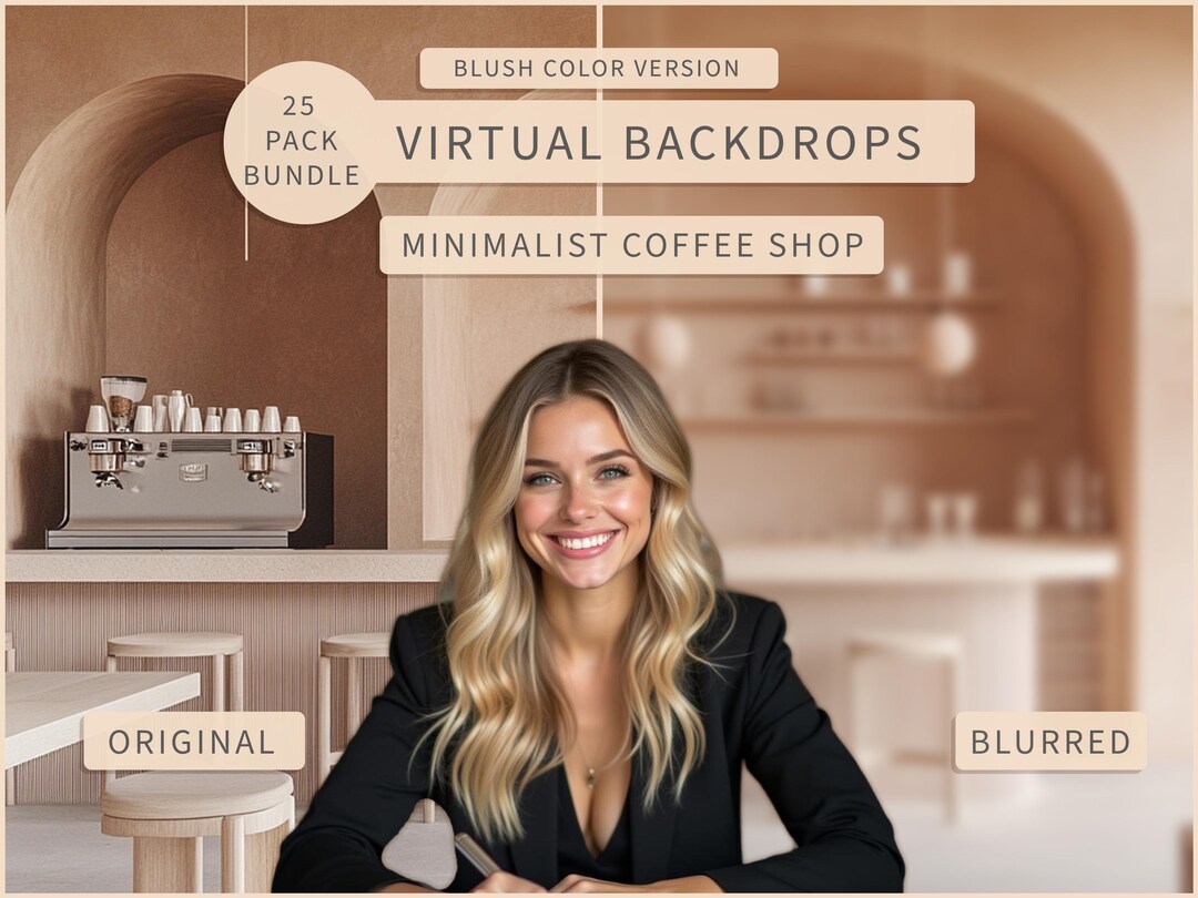 25 Minimalist Coffee Shop Zoom Background, 4K Virtual Background Bundle ...