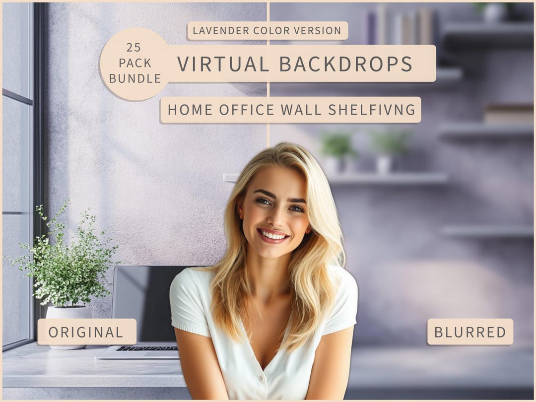 25 Home Office Wall Shelving Zoom Background Bundle, Virtual Zoom ...