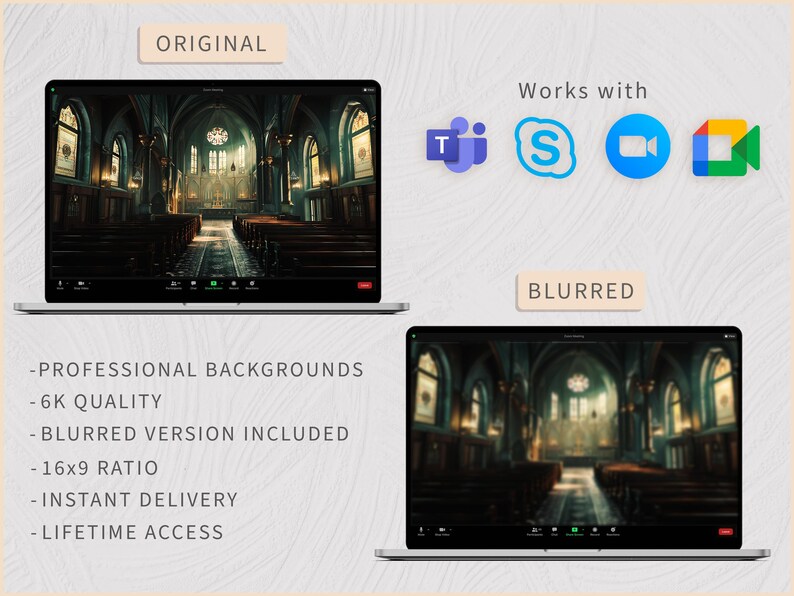 25 Church HQ Zoom Backgrounds, Virtual Background Bundle, 4K Video ...