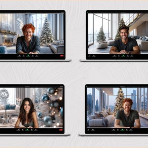 25 Christmas Penthouse Zoom Background Bundle, Virtual Zoom Background ...