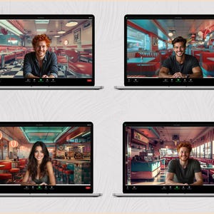 25 Retro Diner Zoom Background Bundle, Virtual Zoom Background, 4K ...