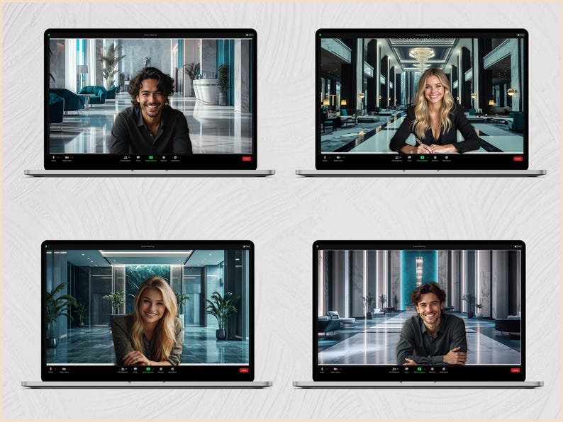 25 Luxury Hotel Lobby Zoom Background, 4K Virtual Background Bundle ...