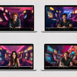 25 Retro Arcade Zoom Background, 4K Virtual Background Bundle, Zoom ...