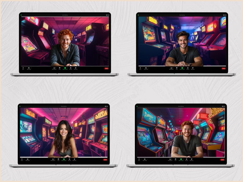 25 Retro Arcade Zoom Background, 4K Virtual Background Bundle, Zoom ...
