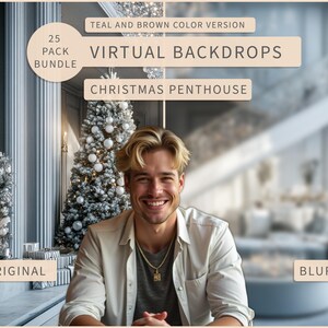25 Christmas Penthouse Zoom Background Bundle, Virtual Zoom Background ...
