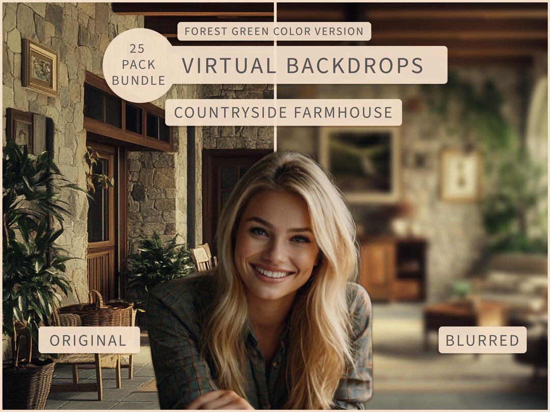25 Countryside Farmhouse HQ Zoom Backgrounds, Virtual Background Bundle ...