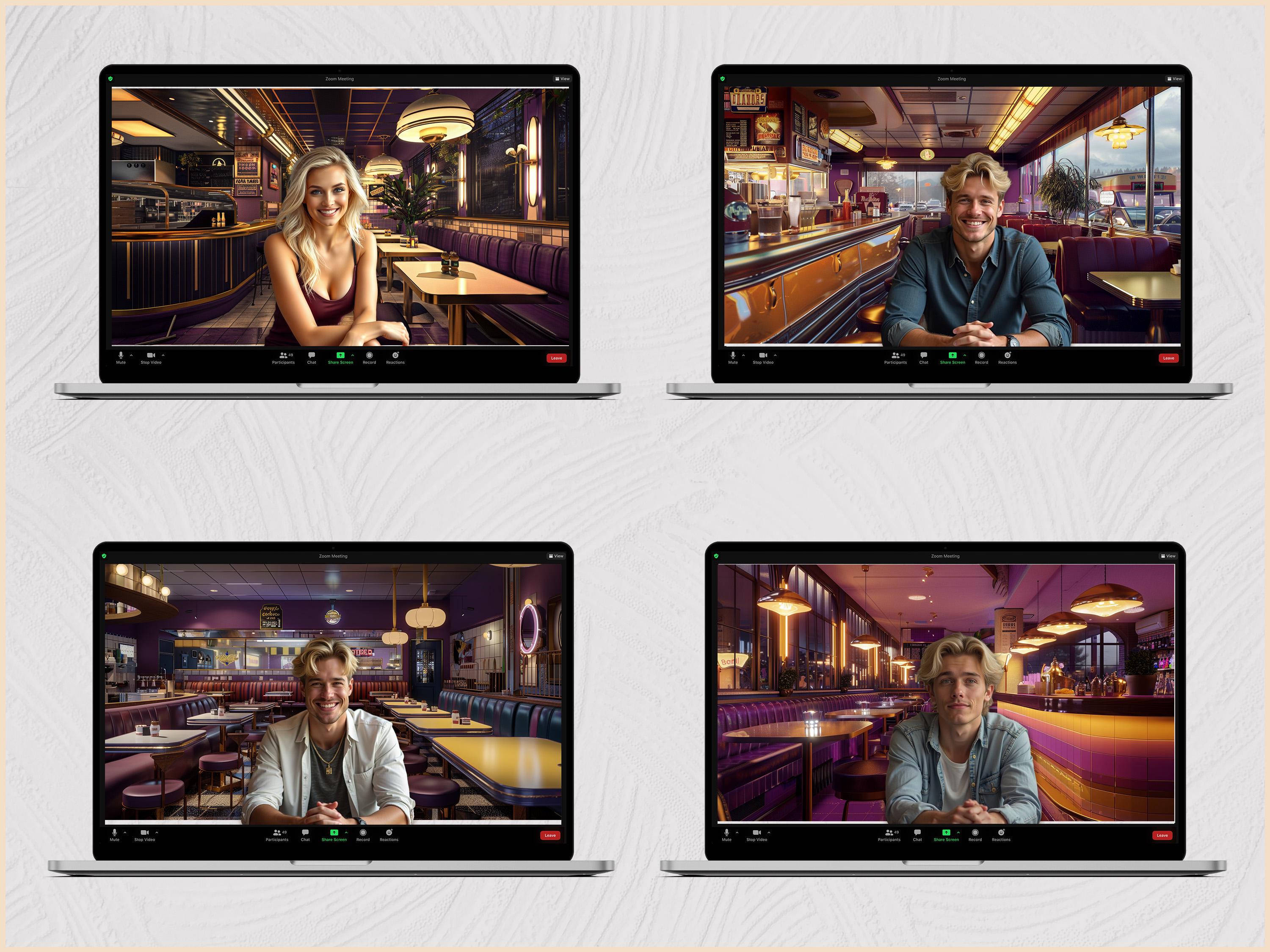 25 Retro Diner Zoom Background, 4K Virtual Background Bundle, Zoom Call ...