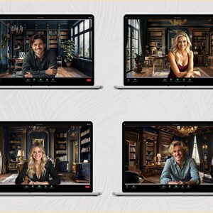 25 Vintage Study Room Zoom Background Bundle, Virtual Zoom Background ...