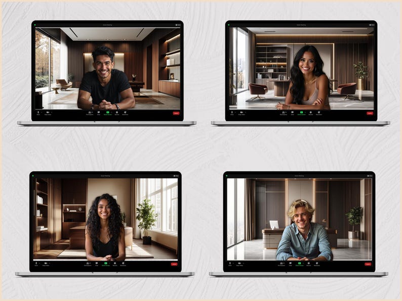 25 Minimalist Office Zoom Background Bundle, Virtual Zoom Background ...