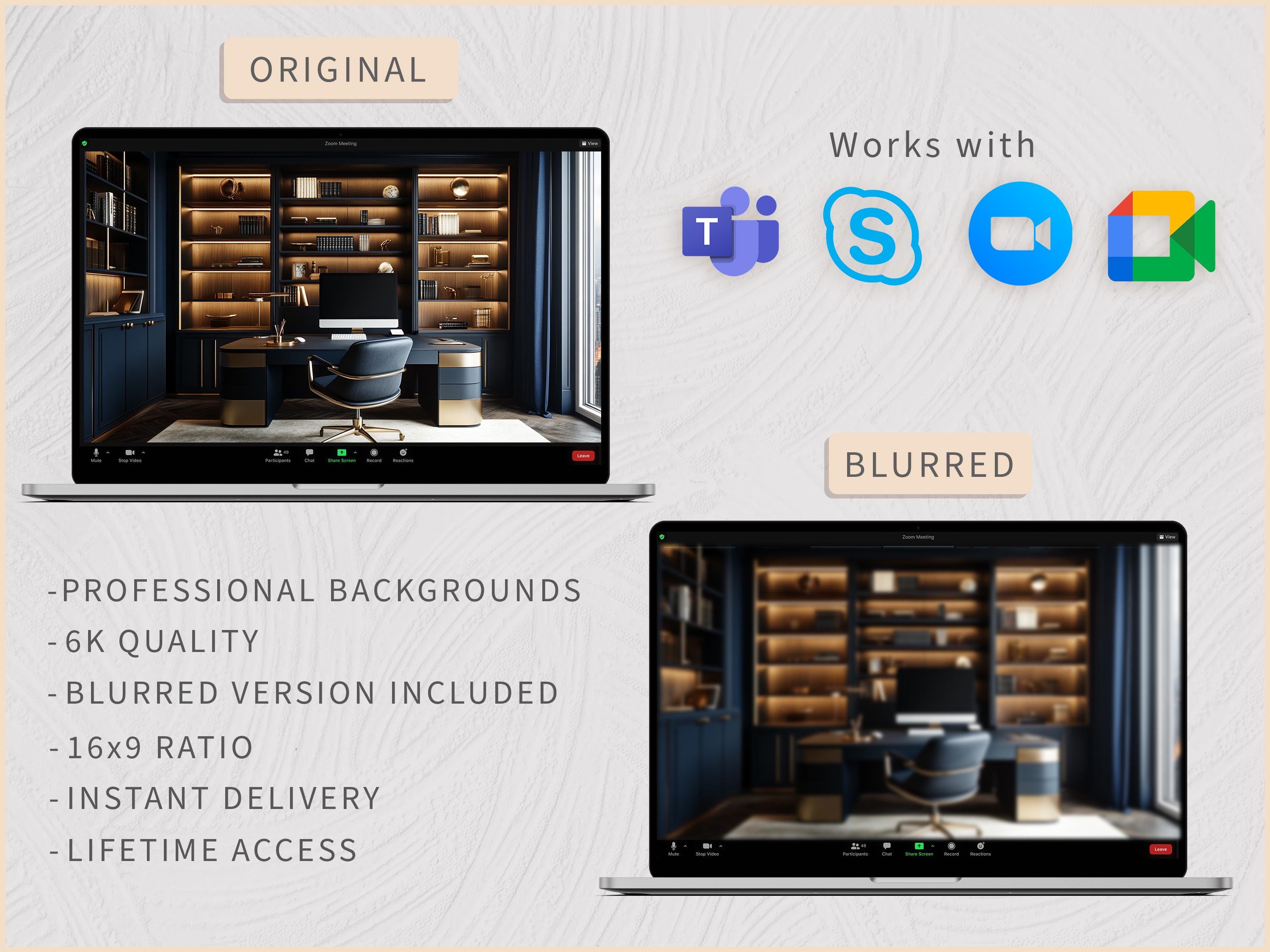 25 Home Office Wall Shelving Zoom Background, 4K Virtual Background ...