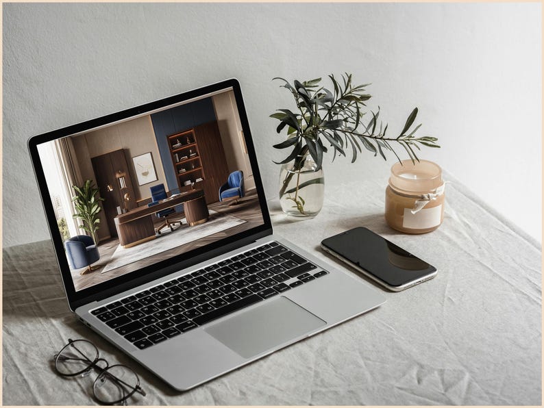 25 Minimalist Office Zoom Background Bundle, Virtual Zoom Background ...