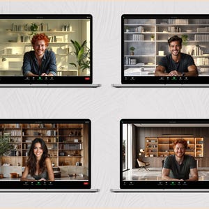 25 Office Wall Shelving Zoom Background Bundle, Virtual Zoom Background ...