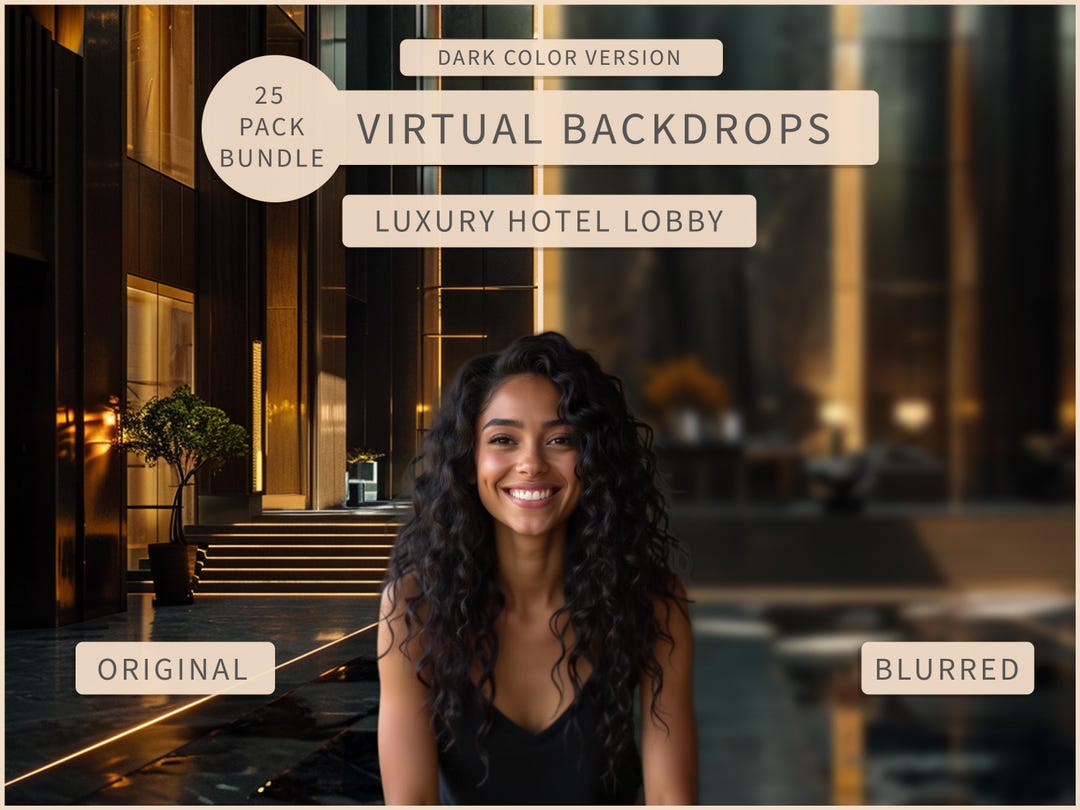 25 Luxury Hotel Lobby Zoom Background, 4K Virtual Background Bundle ...