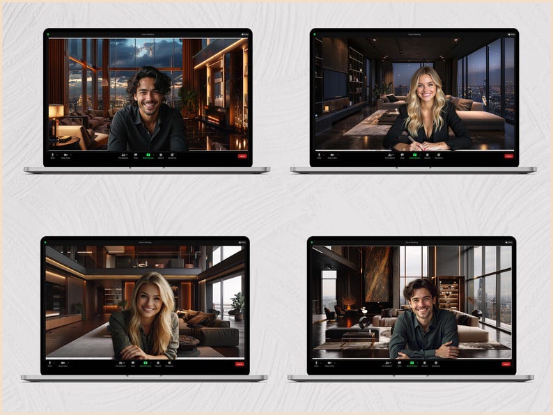 25 Luxurious Penthouse Zoom Background Bundle, Virtual Zoom Background ...