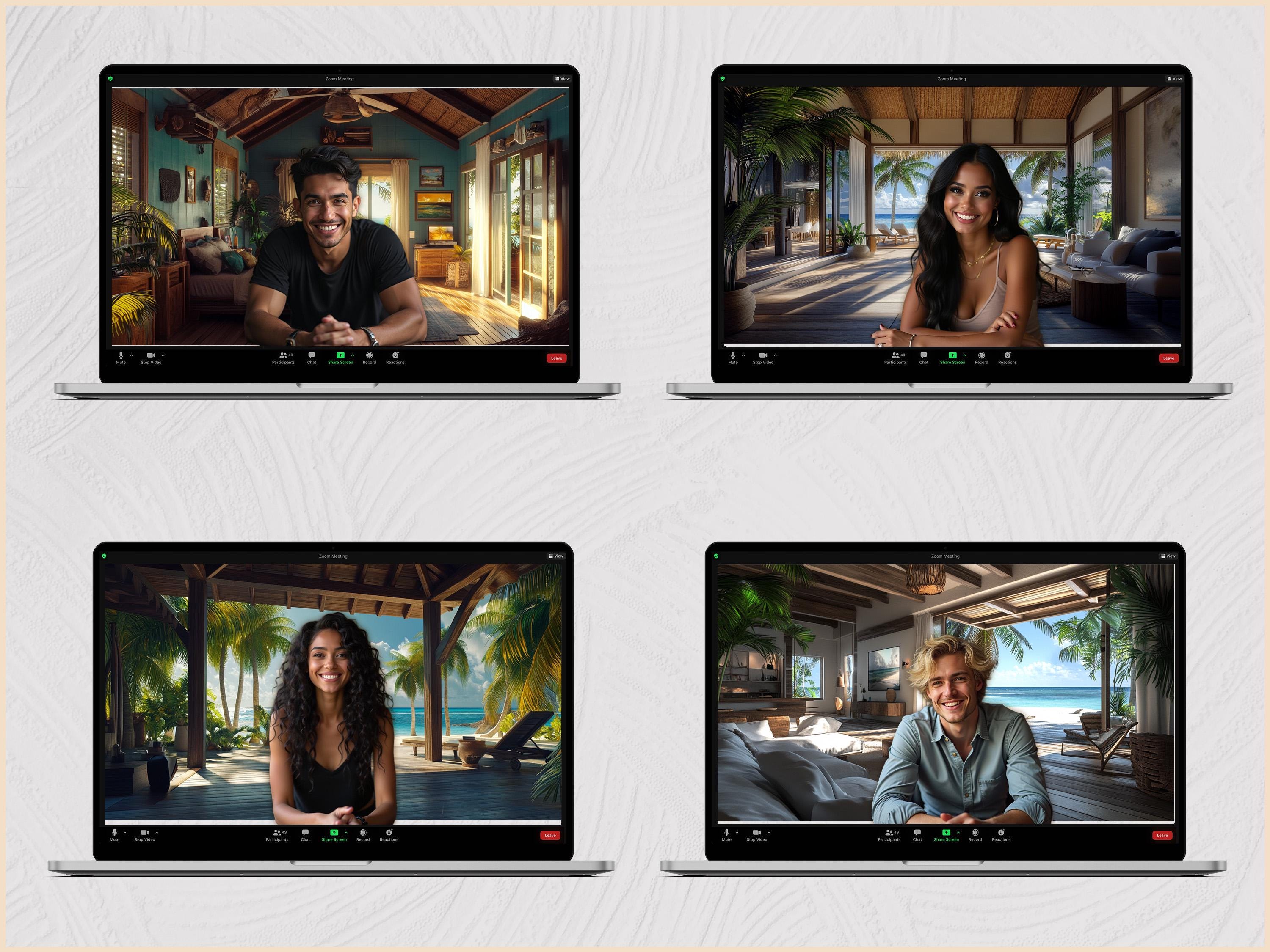 25 Caribbean Beach House Zoom Backgrounds, Virtual Background Bundle ...