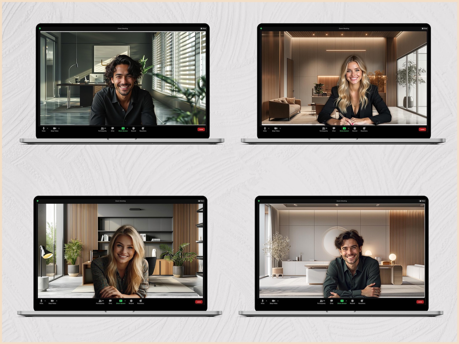 25 Minimalist Office HQ Zoom Backgrounds, Virtual Background Bundle, 4K ...